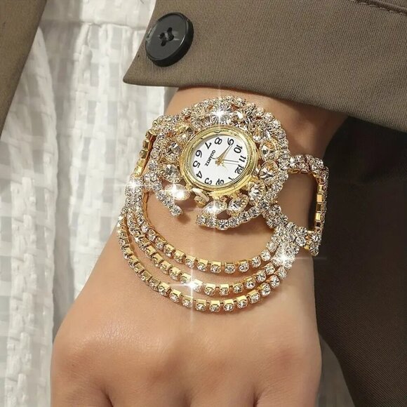 High Quality | Accessories | Glamorous Rhinestone Wrist Bracelet Watch ...